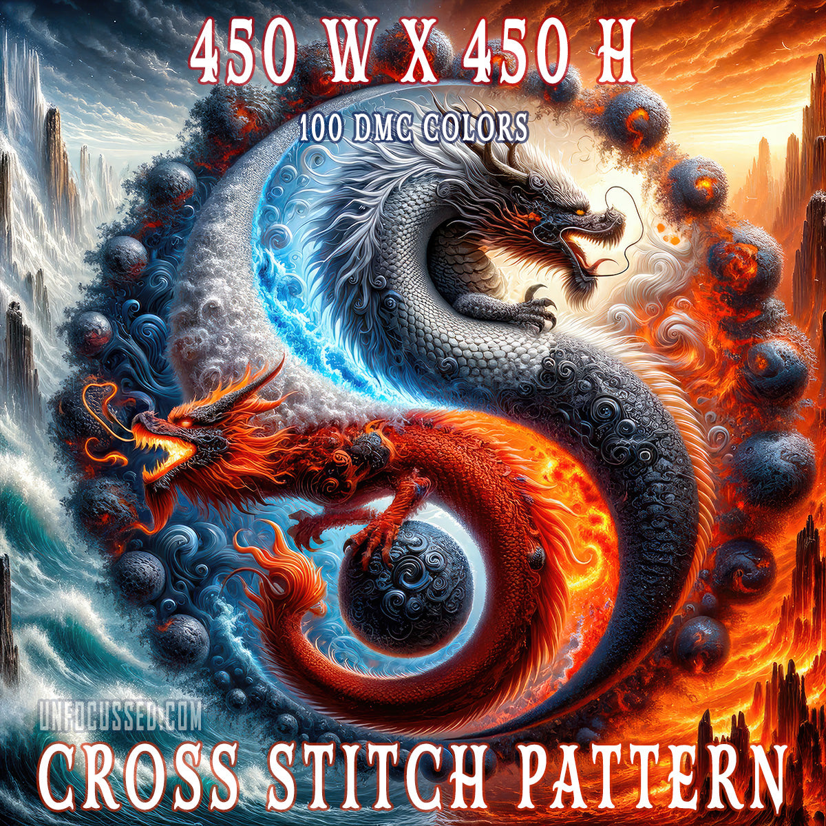 Dichotomy of Dragons Cross Stitch Pattern – Unfocussed Photography & Art